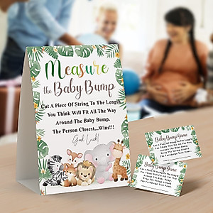 Baby Shower Games - Measure Mommy's Belly Game, How Big is Mommy's Belly, Mommys Belly Size Game, Includes a 5x7 Standing Sign and 50 2x3.5 Advice Cards(niu-k010)