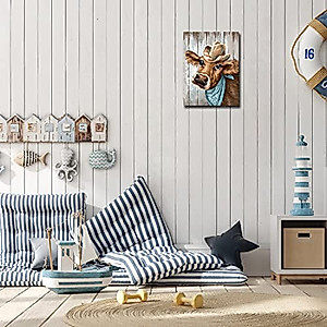 RUIFENGL Country Cow Picture Wall Decor Cute Cool Funny Brown Farm Cattle Interesting Animal Canvas Prints Wall Art Rustic Farmhouse Bathroom Kitchen Bedroom Printed Artwork Size 12"x16"