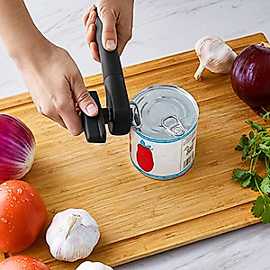 Amazon Basics Safe Cut Can Opener, Black Soft Grip Handle