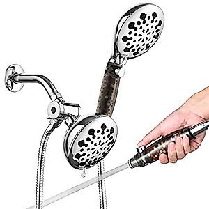 Fulgutonit Modern 9-Setting Shower Head with Handheld Combo, Polished Finish, Removes Chlorine and Harmful Substances