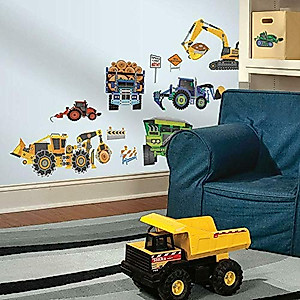 RoomMates SPD0003SCS New Speed Limit-Construction Vehicles Peel & Stick Wall Decals, Multi 10"x18"