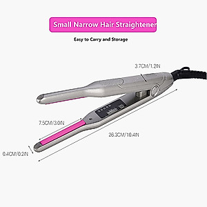 Short Hair Small Flat Iron, Hair Straightener and Curling Iron in one, mvxitanny Pencil Hair Straightener, Adjustable Temperature Straight with 1/3 inch Beard, Instant Heating, Dual Voltage