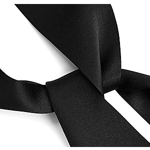 SilRiver Women's 100% Silk Skinny Scarf, Necktie, Sash Tie,Headdress, Fashion Accessories (2.4x70 inches, Black)