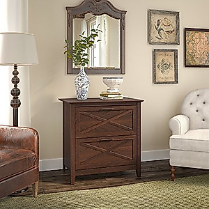 Bush Furniture Key West 5 Shelf Bookcase in Bing Cherry & Key West 2 Drawer Lateral File Cabinet in Bing Cherry
