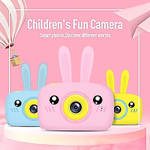 Kids Camera, Rabbit Shape Video LCD Screen Kid Camera, Kids Camera for Girls, USB Data Transfer Kids Digital Camera, Battery Powered Toddler Camera White