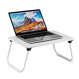 Folding Lap Desk, Ruxury Laptop Stand Bed, Breakfast Serving Tray, Portable & Lightweight Mini Table, Lap Tablet Desk for Sofa Couch Floor - White