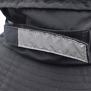 Surf Bucket Hat, Men Sun Hats with Neck Flap for Surfing, Boating, Water Sports Black