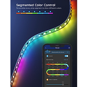 Govee 65.6ft RGBIC LED Strip Lights, Color Changing LED Strips, App Control via Bluetooth, Smart Segmented Control, Multiple Scenes, Enhanced Music Sync LED Lights for Bedroom, Party (2 X 32.8ft)