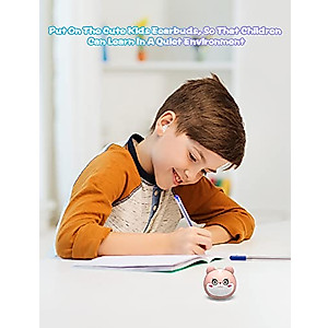 Togetface Kids Bluetooth Earphones - Pink Wireless Kids Earbuds - as a Gift for Kids to use at School 36 Hours Playtime Cordless Girls Earbuds - Cartoon Kids Headphones - for iPhone Android