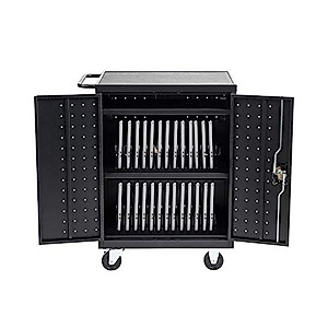 Pearington 32 Device Mobile Charging and Storage Cart & Olympia Tools 85-188 Pack-N-Roll Folding Collapsible Service Cart, Black, 50 Lb. Load Capacity per Shelf