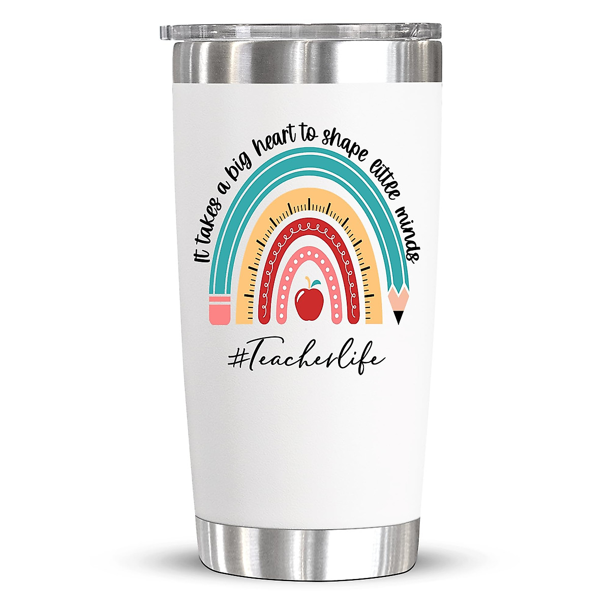 88FERMION Teacher Appreciation Gifts, Teacher Gifts for Women, Thank You Gifts From Students, It Takes a Big Heart to Shape Little Minds, 20 Oz Stainless Steel Tumbler