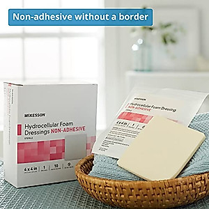 McKesson Hydrocellular Foam Dressings, Sterile, Non-Adhesive, Pad 4 in x 4 in, 10 Count, 10 Packs, 100 Total