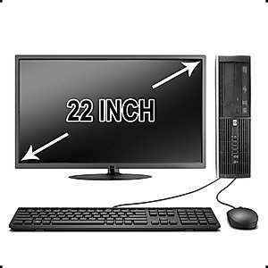 HP Elite Desktop Computer, Intel Core 2 Duo 2.9 GHz, 8 GB RAM, 500 GB HDD, Keyboard & Mouse, Wi-Fi, 22 in LCD Monitor (Brands Vary), DVD, Windows 10, (Renewed)