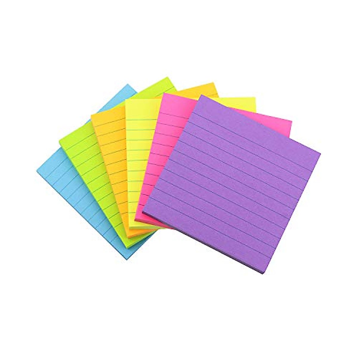 Early Buy 6 Bright Color Lined Sticky Notes Self-Stick Notes 3 in x 3 in, 100 Sheets/Pad, 6 Pads/Pack