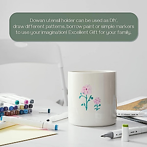 DOWAN Utensil Holder, Large Utensil Holder for Kitchen Counter (H7.2” x W6.2”), Ceramic Cooking Utensil Crock, Anti-Scratches and Stable, Spoon Holder for Kitchen Decor