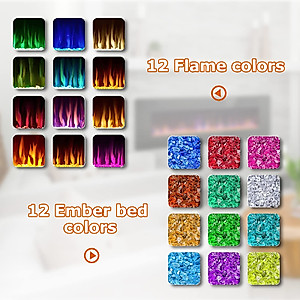 TAVATA 60" Recessed and Wall Mounted Electric Fireplace, Wall Fireplace Electric with Remote Control & Timer, Touch Screen, Adjustable Flame Color and Speed, 750w/1500w