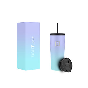 IRON °FLASK Classic Tumbler 2.0-2 Lids (Straw/Flip), Vacuum Insulated Stainless Steel Water Bottle, Double Walled, Drinking cup, Thermo Travel Mug - Cotton Candy, 24 Oz