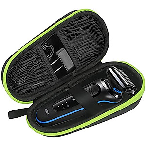 FYY Hard EVA Razor Travel Case, Razor Carrying Case for Men's Razor with Mesh Pocket for Razor Blades, Razor Storage Case for Electric Trimmer and Shaver Travel Organizer Carrying Bag Green