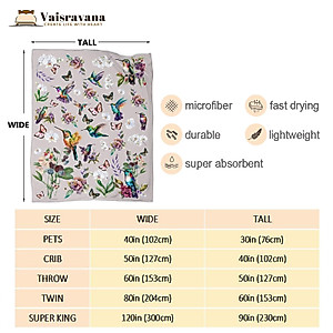 Hummingbird Throw Blanket Butterfly Hummingbirds Theme Blanket for Women Girls Hummingbird Gifts for Bird Lovers Bird Flower Blanket for Couch Bed Outdoor 40"x50"for Kids/Child