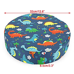 Sumnacon Round Chair Increasing Cushion - Baby Toddler Kids Infant Portable Dismountable Highchair Booster Cushion Washable Thick Chair Seat Cloth Straps (Dinosaur Blue)