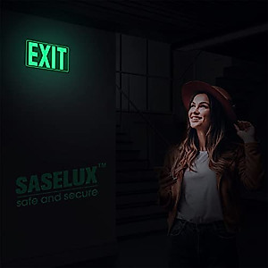 Glow In The Dark Photoluminescent Exit Sign Green - Adhesive Backing – UV Inks On Tear-resistant PVC - Non Electrical - Scratch Resistant -12 x 7 Inches For 50 Feet Visibility (2 Pack)