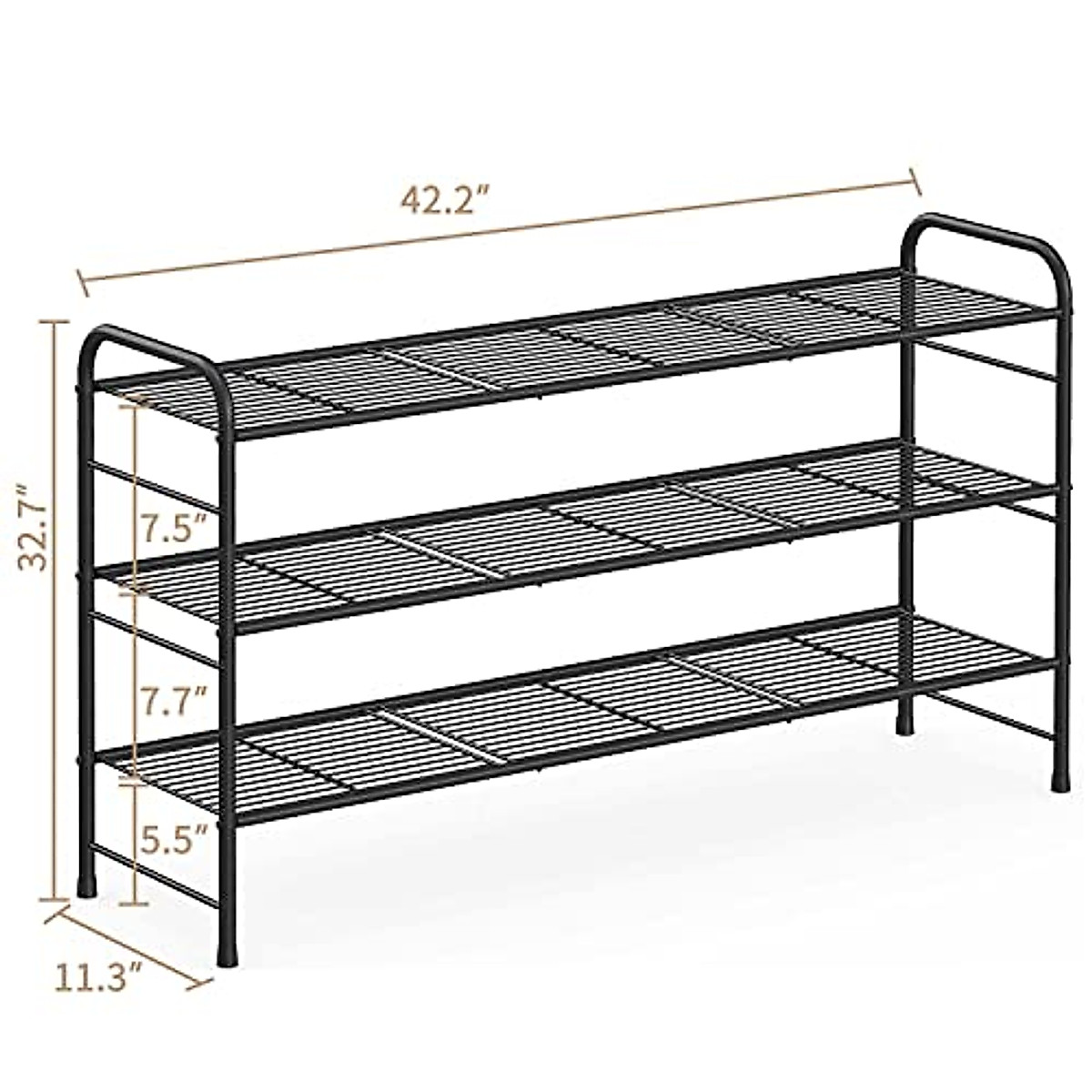Dicasser 3-Tier Long Shoe Rack Organizer Extra Large Capacity for 24 Pairs,Black