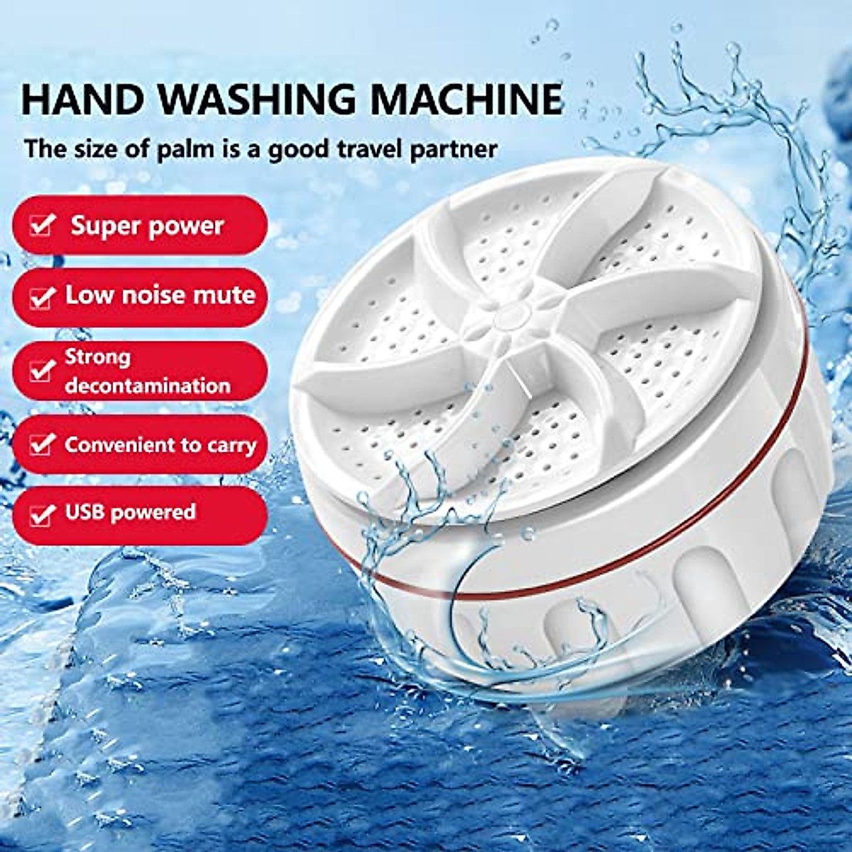 Portable Washing Machine, Mini Washing Machine,Mini Dishwashers Turbo With USB, Suitable For Home Business, Travel, College Room, RV, Apartment