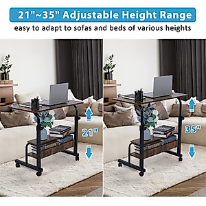 Computer-Desk Office-Desk, Small-Folding Gaming-Laptop Home-Office Desks for Small Spaces, Writing Study Desk Table with Storage for Home Bedroom, Adjustable Height 32×16×25-36 inches