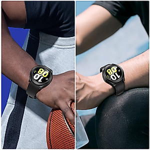 [2 in 1] Goton Waterproof Case for Samsung Galaxy Watch 5 4 44mm, 360° Protective Hard PC Front & Back Bumper with HD Tempered Glass Screen Protector for Galaxy Watch Cover Accessories, Black