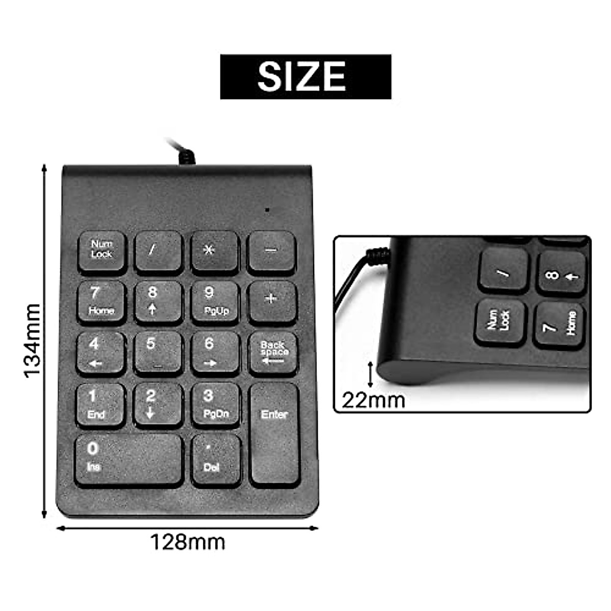 Spacesea USB Wired Numeric Keypad Numpad 18 Keys Digital Keyboard for ...