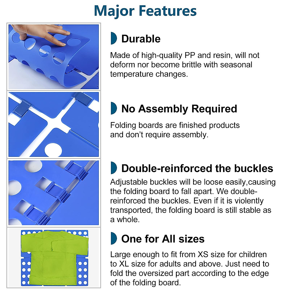 Shirt Folding Board Tshirt Folding Board t Shirt Folder Clothes Folding Board Plastic Laundry Folder Home Storage Tool for Adults and Children, Blue