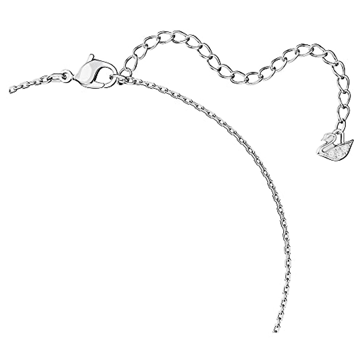 SWAROVSKI Attract Soul Necklace with Square Cut Clear and Pink Crystal on a Rhodium Plated Setting with Matching Chain