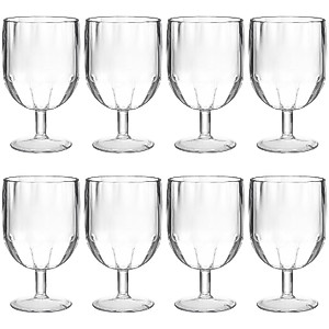 Suwimut Set of 8 Unbreakable Plastic Wine Glasses, 12 oz Plastic Stem Wine and Water Tumbler Stackable Goblets, Shatterproof Reusable Drinking Glassware for Poolside, Home, Outdoor, Wedding
