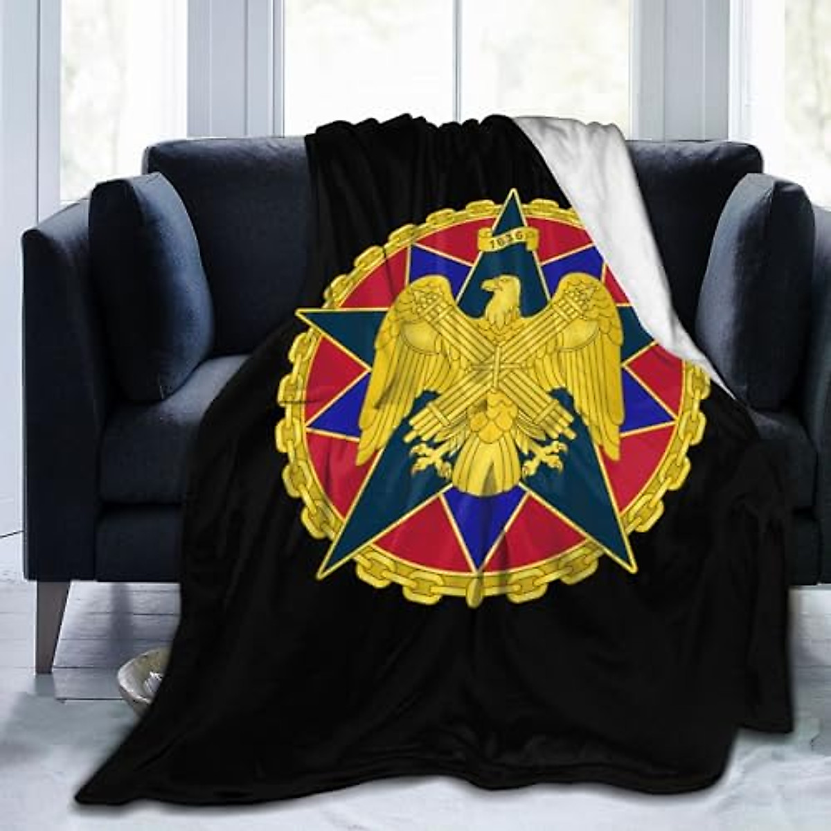 moremohome Anti Pilling National Guard Bureau Organizational Badge Throw Blanket 60"x50" Inches Soft and Comfortable Flannel Throw Blankets