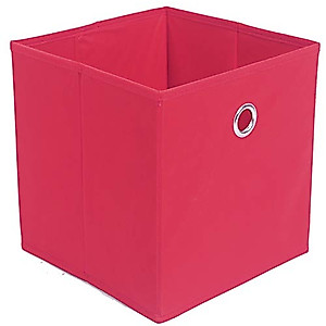 Amborido Storage Cubes Foldable Drawers Office Toys Room Organizer Cubby Clothes Fabric Kids Bins 6 Pack (Red)