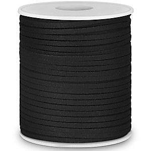 Leather String, Flat Suede Cord Faux Leather Cord Thin Leather Lace for Bracelets, Necklaces, Jewelry Making and Art Crafts (2.7 MM Black)