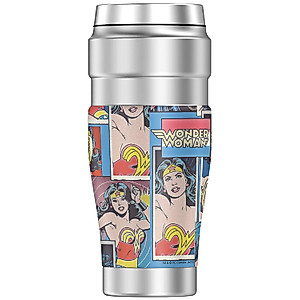 Wonder Woman Collage, THERMOS STAINLESS KING Stainless Steel Travel Tumbler, Vacuum insulated & Double Wall, 16oz