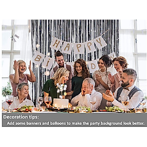 Vanujoy Iridescent Black Foil Fringe Backdrop Curtains 2024 Graduation Party Decoration - 2 Pack Tinsel Party Door Wall Curtain for Birthday Bachelorette Party Engagement Bridal Shower Baby Shower