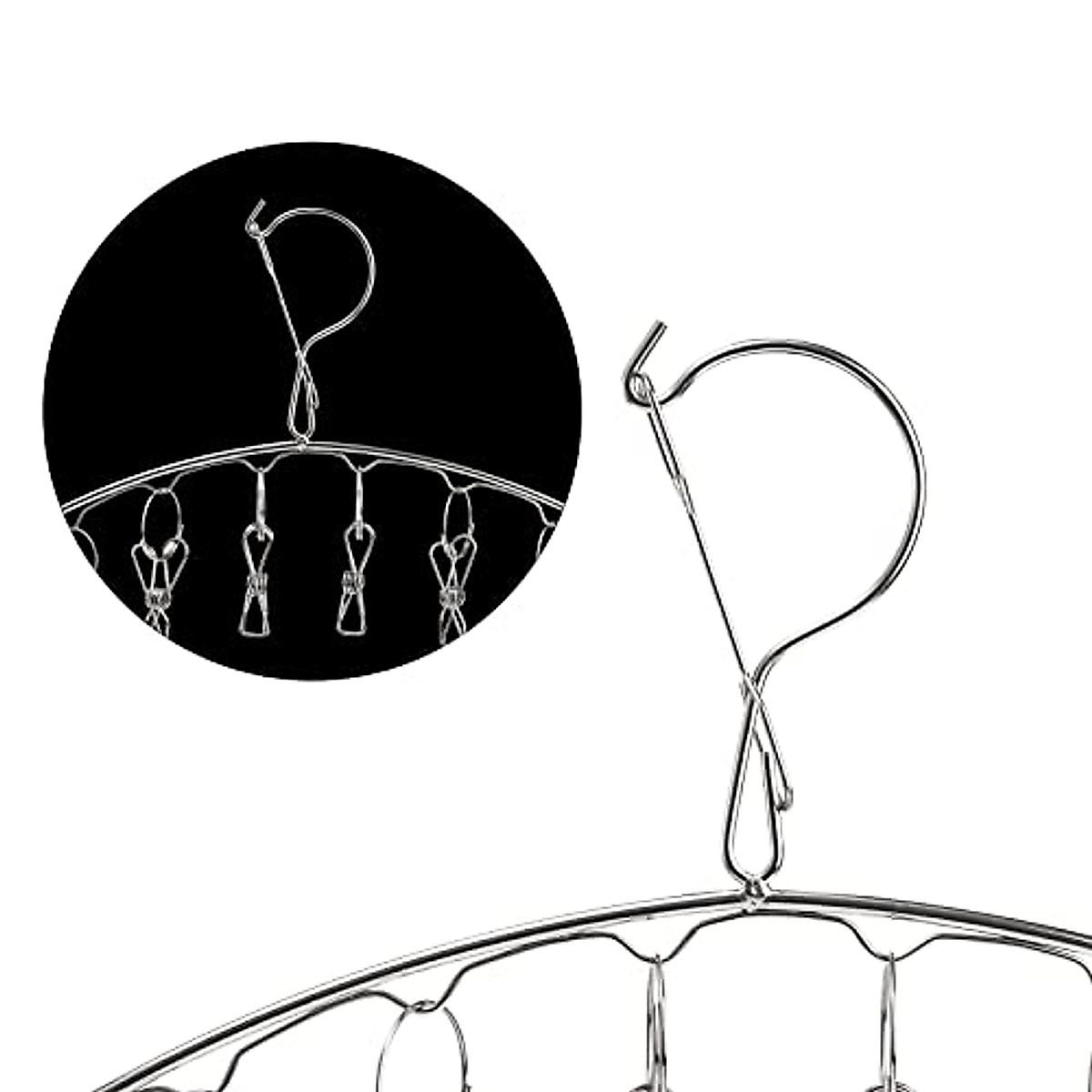 Suwimut 10 Pack Stainless Steel Laundry Drying Rack Clothes Hanger with 10 Clips Windproof for Drying Socks, Bras, Cloth Diapers, Towel, Underwear, Scarf, Hat, Pants and Gloves