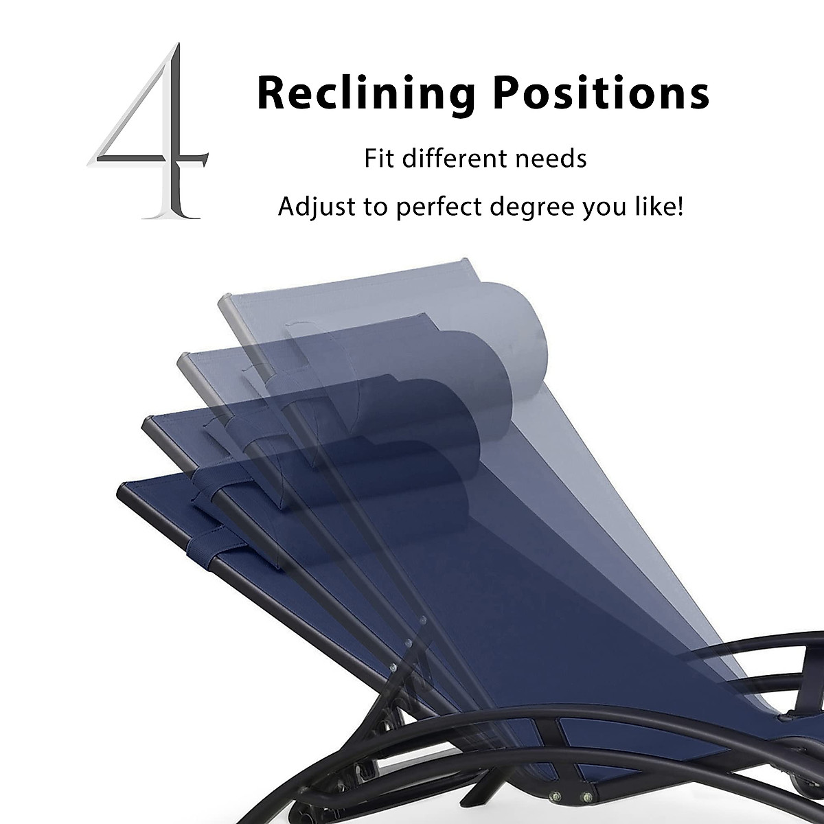 PURPLE LEAF Patio Chaise Lounge Chair Set with 2 Side Table Outdoor Pool Adjustable Recliner Chairs for Outside Beach Poolside Sunbathing Tanning Lounger