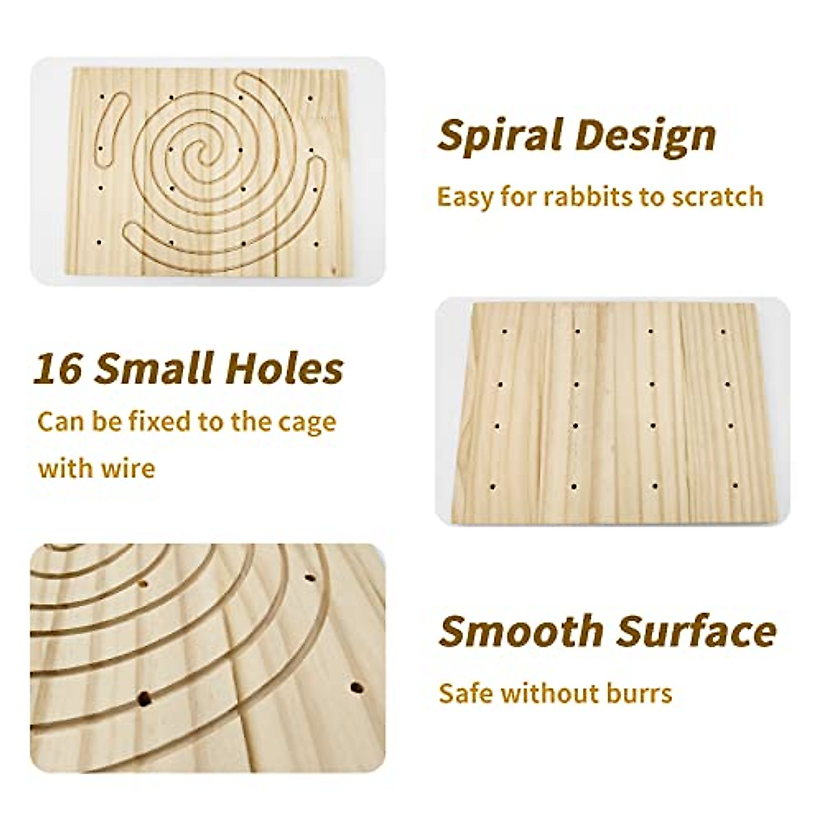 BNOSDM Rabbit Scratch Board, 2 Pack Bunny Scratching Pad Hamsters Nail Scratch Pad Natural Wood Small Animals Grinding Claw Chew Toys for Chinchillas Guinea Pigs Hedgehog Ferret Claws and Teeth Care