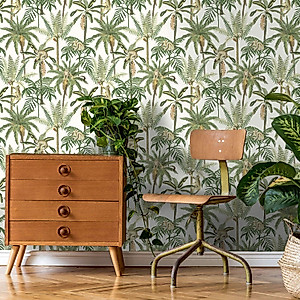 World of Wallpaper Amazonia Monkey Tropical Exotic Palm Trees Jungle Animal Print Wallpaper White WOW043