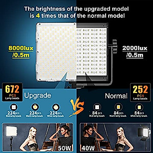 GVM RGB LED Video Lights Photography Lighting Kit, 50W Bi-Color 3200K-5600K Studio Lights, 2-Packs 672 Led Beads APP Control Film Lights Panels for Videography/Streaming/Gaming/YouTube CRI 97+