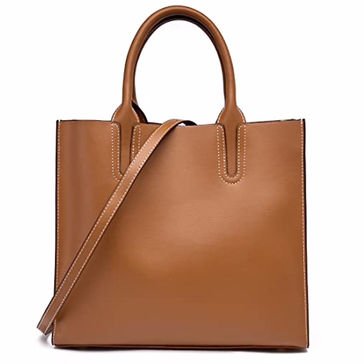 DE'EMILIA CONCEPT Top Handle Satchel Genuine Leather Tote Bag for Women, Soft Bucket Bag Shoulder Purse for Ladies and Girls Brown