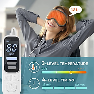 Heated Eye Mask, Warm Eye Compress Mask for Dry Eyes, USB Electric Eye Heating Pad with Temperature & Timer Control, Dry Eye Mask for Dry Eyes Blepharitis Sinus Migraine Stye MGD Puffiness Gray