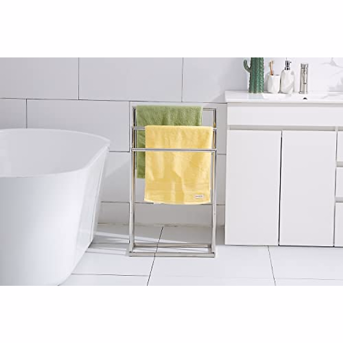 Freestanding Towel Rack, 3 Tier Stainless Steel Towel Bar Stand for Bathroom, Chrome Plated DECLUTTR