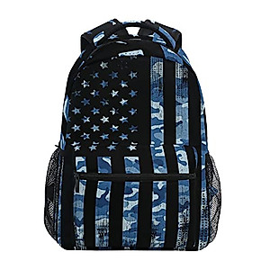 Kcldeci American Flag Camouflage Kids Backpack for Boys Girls Camo USA Flag Patriotic Elementary Backpacks Purse School Bag Book Bags for Toddler Travel