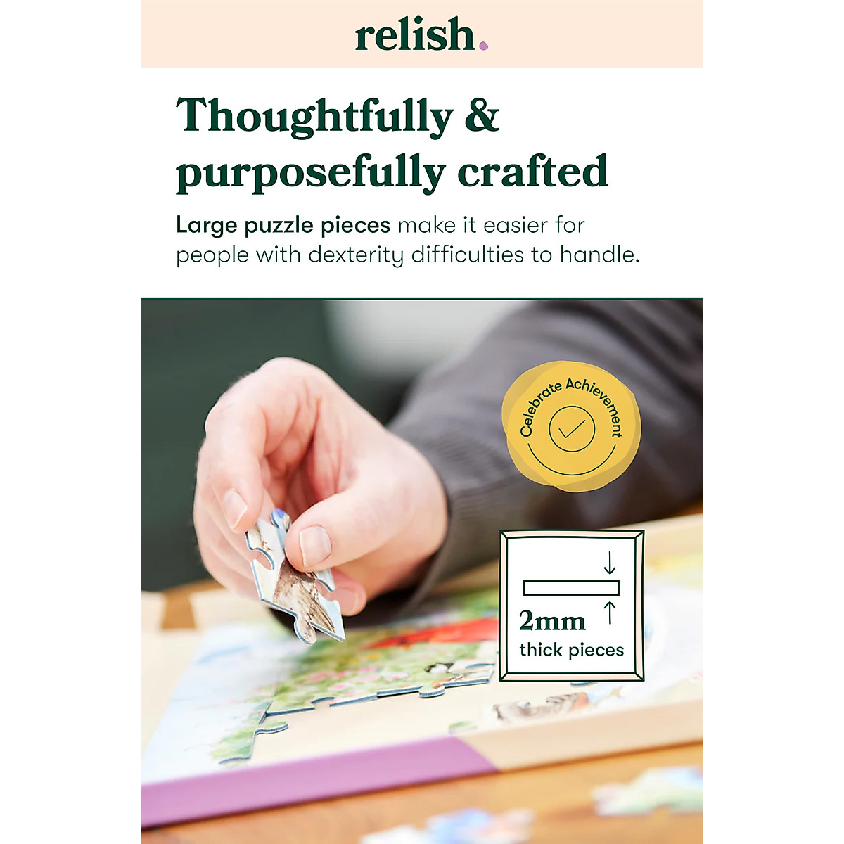 Relish Large Piece Puzzles for Seniors, 35 Piece Bathing Birds Jigsaw Puzzle, Dementia Products for Elderly