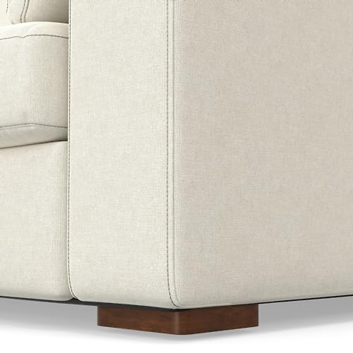 SIMPLIHOME Charlie Left-Facing Sectional Sofa in 100% Recycled Polyester Tightly Woven Performance Fabric, Cream, 122-inches Wide, Handcrafted Contemporary Style L-Shaped Couch with Chaise