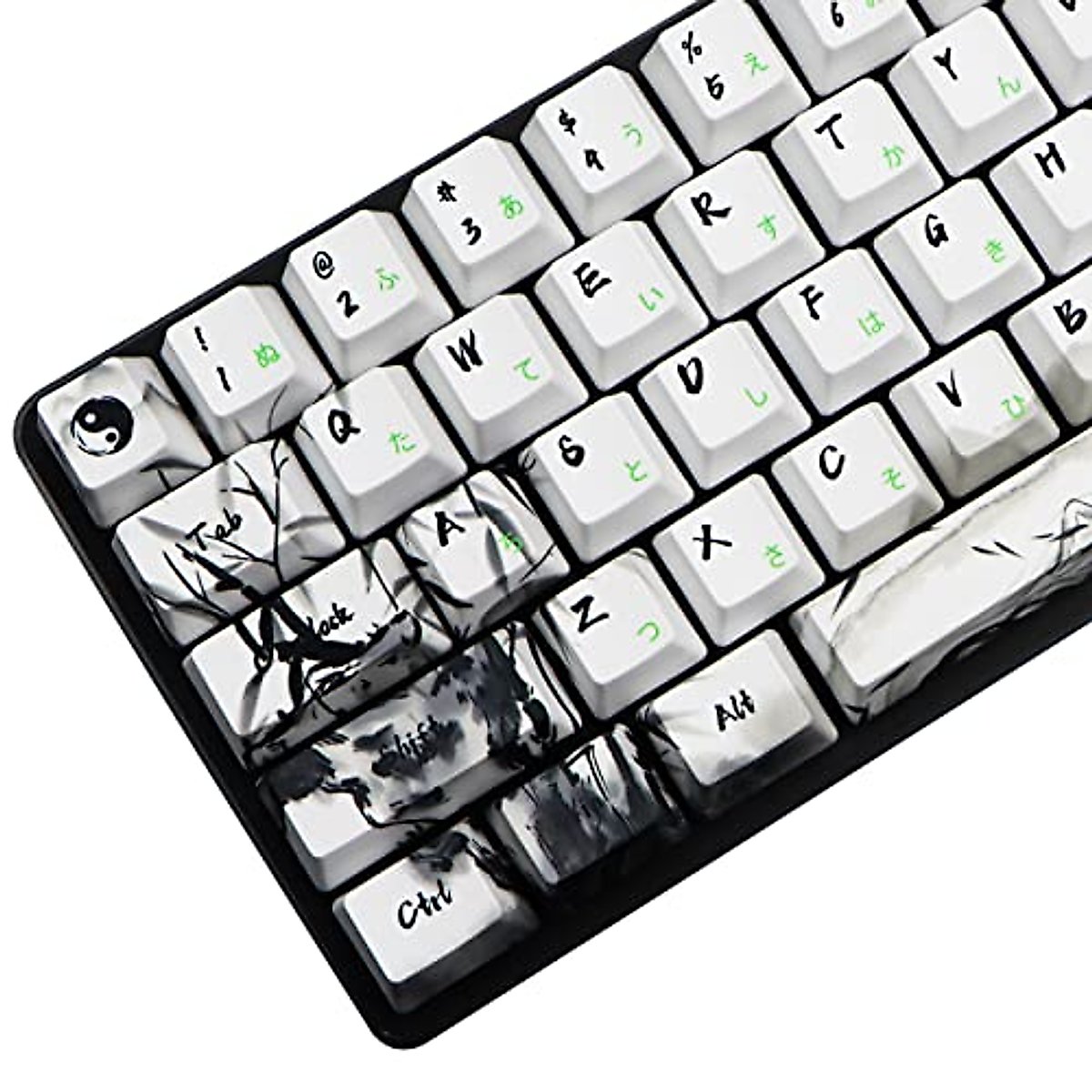 MOLGRIA Keycaps 71 Set Ink Panda for 71 64 61 Keys Keyboard, Custom PBT OEM Profile Key Caps with Japnanese Font for Cherry MX Gateron Khail Switches 60 Percent Gaming Keyboard